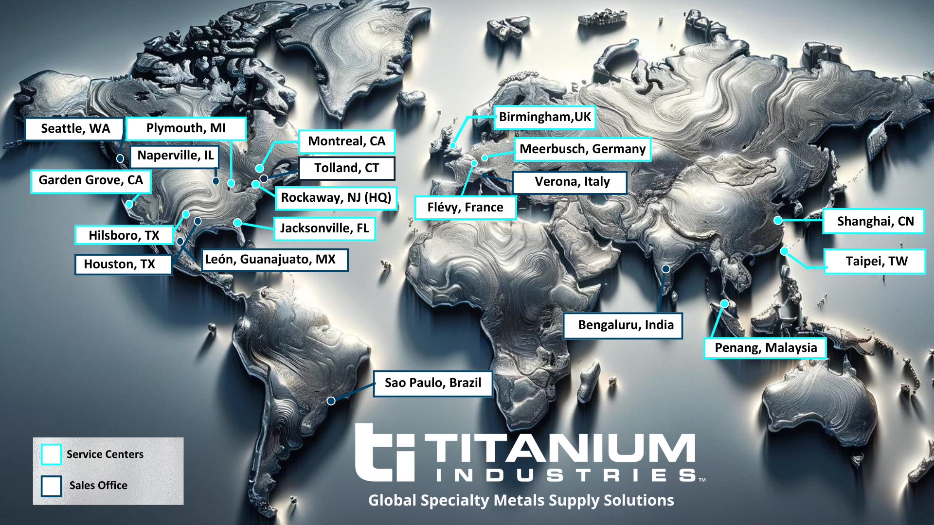 Titanium Industries | #1 Best Global Metal Supplier | Locations